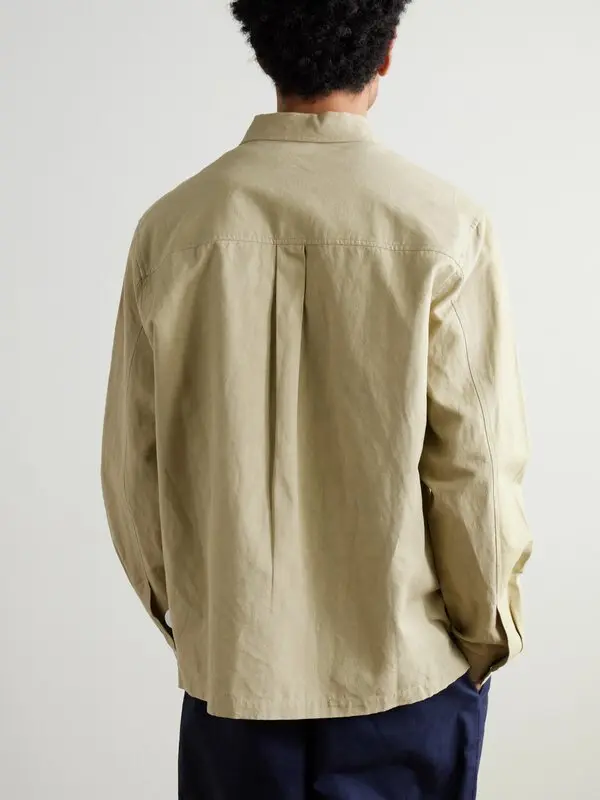 Folk Patch Linen And Cotton-blend Overshirt - Neutrals