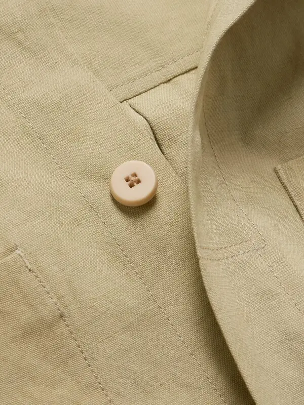 Folk Patch Linen And Cotton-blend Overshirt - Neutrals