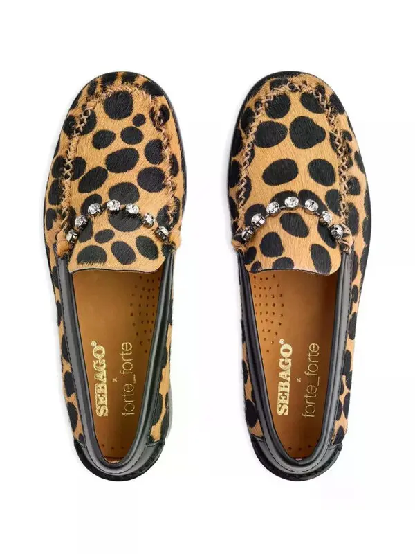 FORTE_FORTE Leather Jewelled Loafers - Neutrals