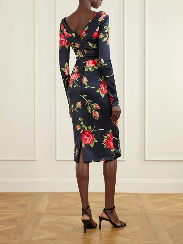 Dolce & Gabbana Floral-printed Satin Midi Dress