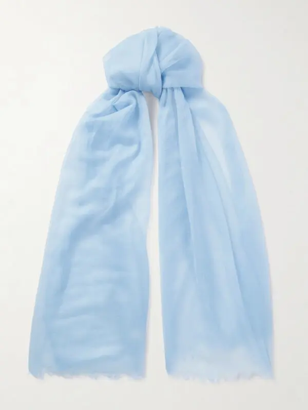 Arch4 Fringed Cashmere Scarf - Blue
