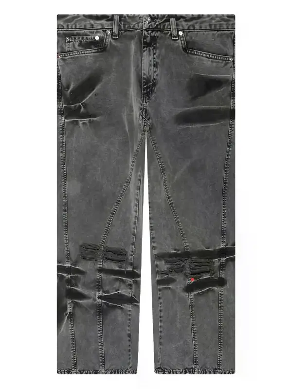 PDF Embroidered Distressed Jeans - Black