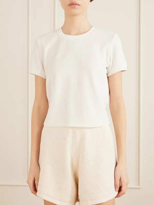 Suzie Kondi Carpi Cotton-blend Terry T-shirt - Neutrals