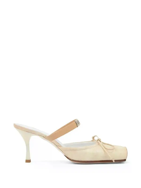 MAISON MARGIELA Square Toe Bow Mules - Neutrals