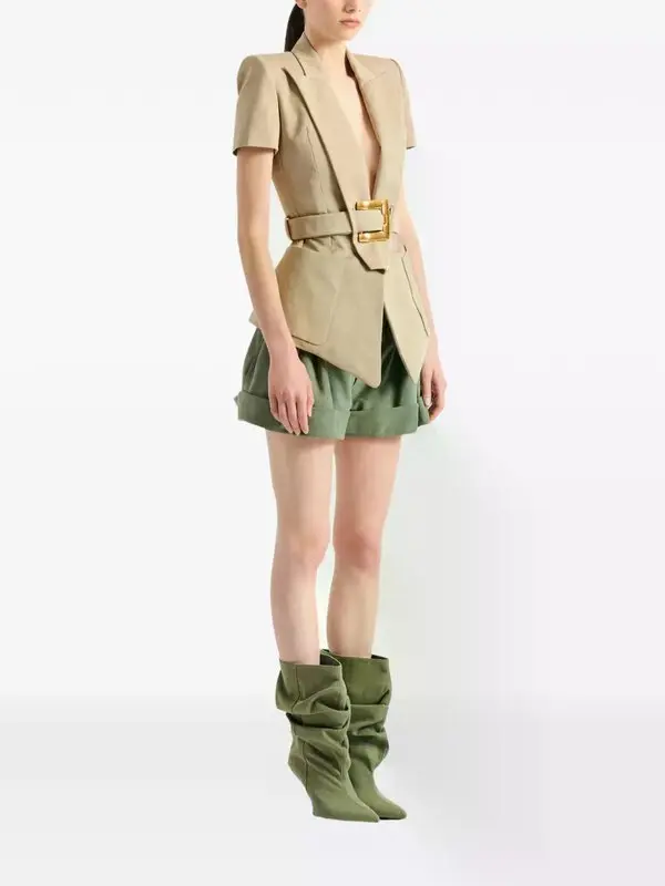Balmain Anthem Belted Gabardine Jacket - Neutrals