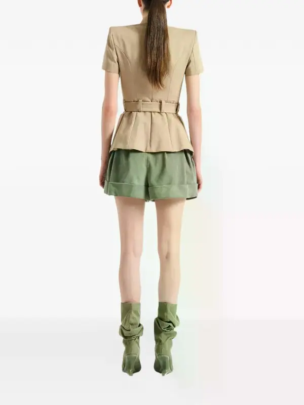 Balmain Anthem Belted Gabardine Jacket - Neutrals