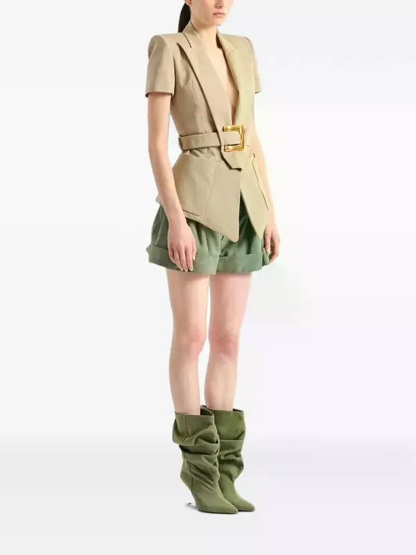 Balmain Anthem Belted Gabardine Jacket - Neutrals