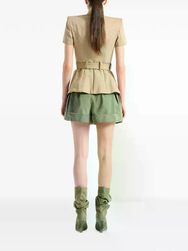 Balmain Anthem Belted Gabardine Jacket - Neutrals