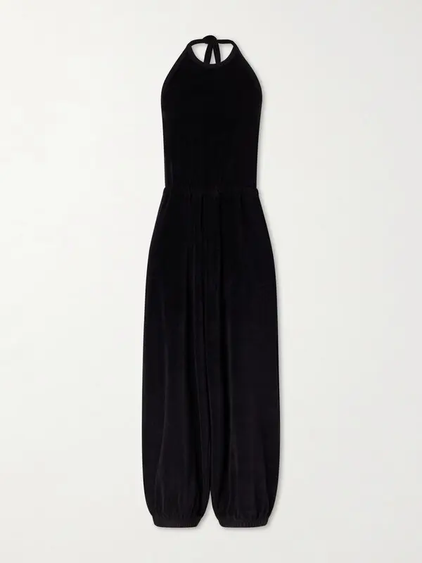 Suzie Kondi Anna Cotton-blend Terry Jumpsuit - Black