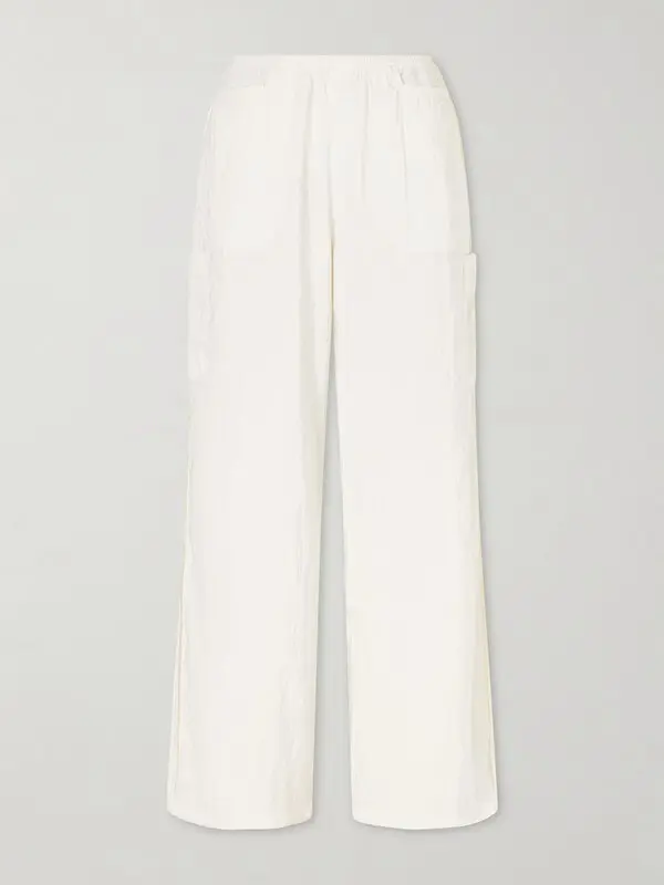 LA LIGNE Crinkled-satin Wide-leg Cargo Trousers - Neutrals