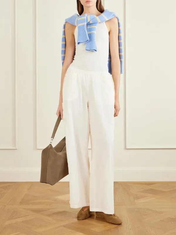 LA LIGNE Crinkled-satin Wide-leg Cargo Trousers
