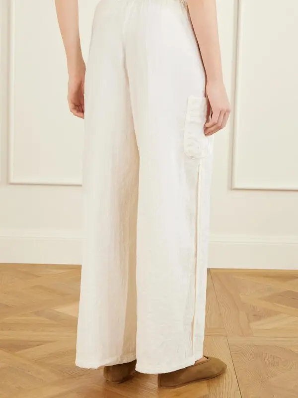 LA LIGNE Crinkled-satin Wide-leg Cargo Trousers