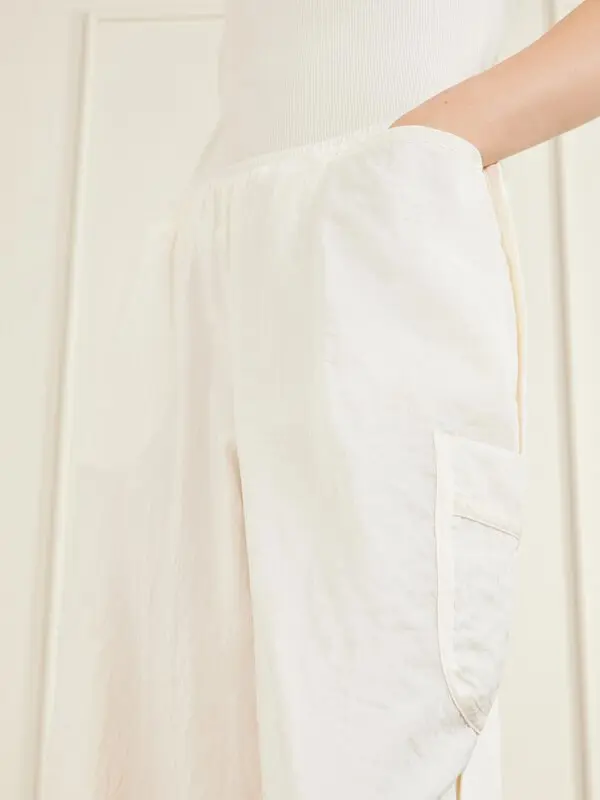 LA LIGNE Crinkled-satin Wide-leg Cargo Trousers