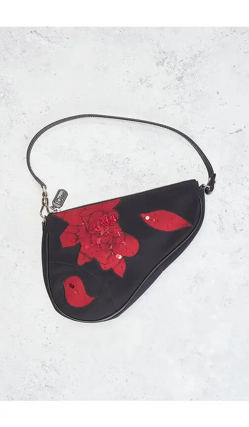 Undefined Dior Satin Embroidered Limited Edition Mini Saddle Bag