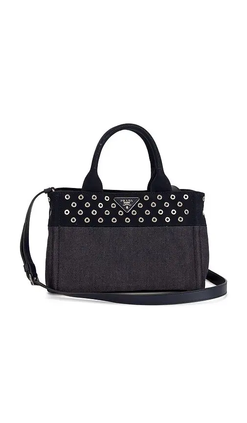 Undefined Prada Studded Denim Canapa Tote Bag