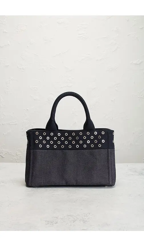 Undefined Prada Studded Denim Canapa Tote Bag