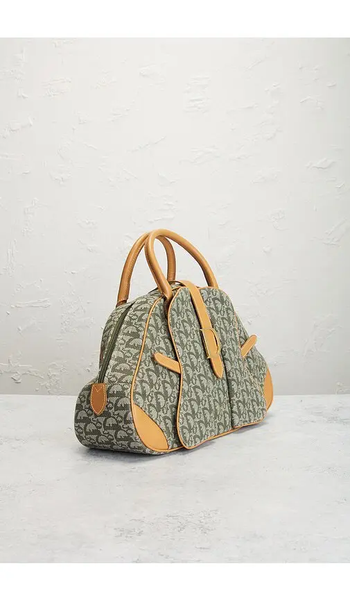 Dior Vintage Diorissimo Double Saddle Bowler Bag - Beige