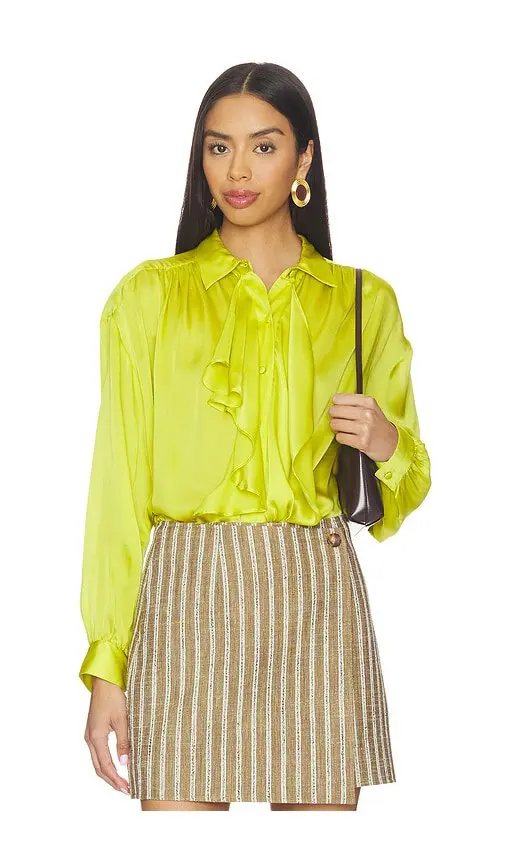 Ulla Johnson Gesture Long Sleeve Silk Blouse - Chartreuse