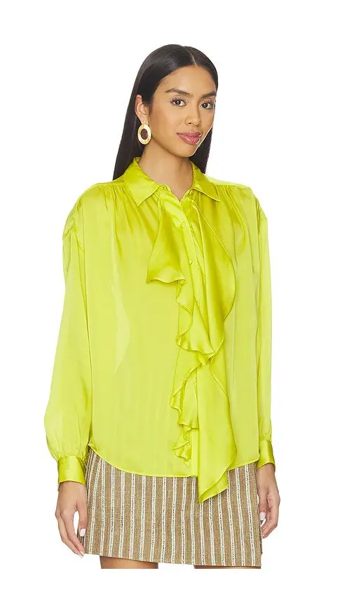 Ulla Johnson Gesture Long Sleeve Silk Blouse - Chartreuse