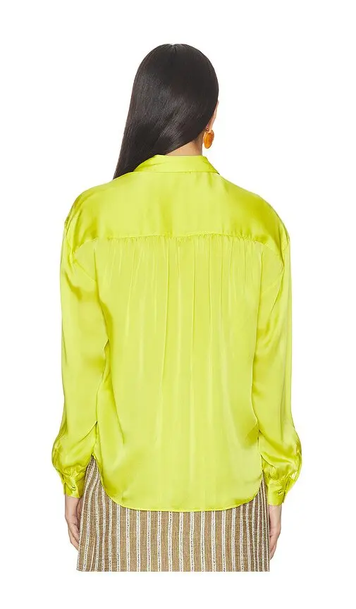 Ulla Johnson Gesture Long Sleeve Silk Blouse - Chartreuse
