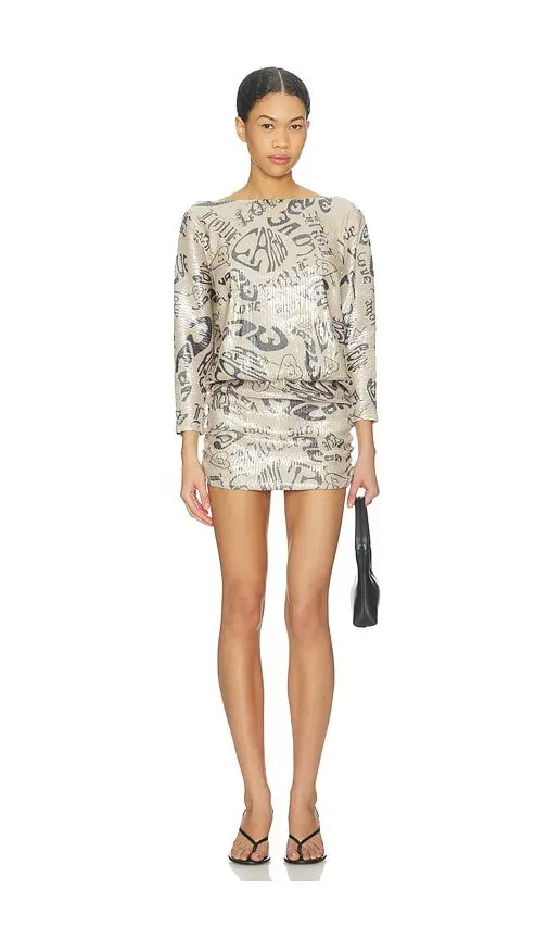 JULIET JOHNSTONE Sequin Disco Dress - Tan