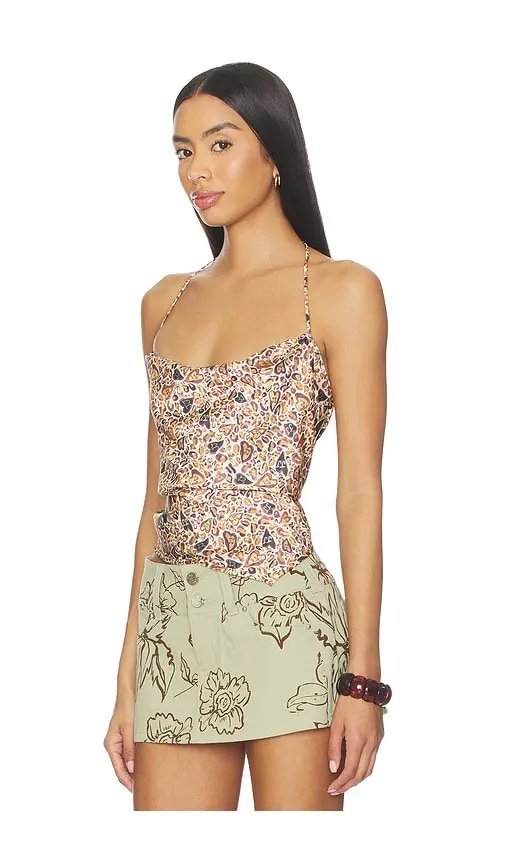 JULIET JOHNSTONE Satin Cowl Neck Halter Top
