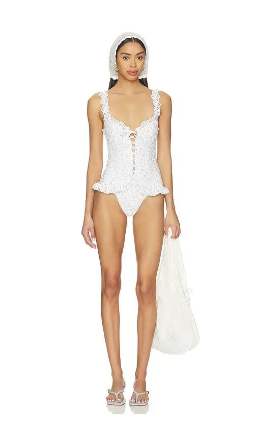 For Love & Lemons Daisy One Piece Swimsuit - Vintage Cream