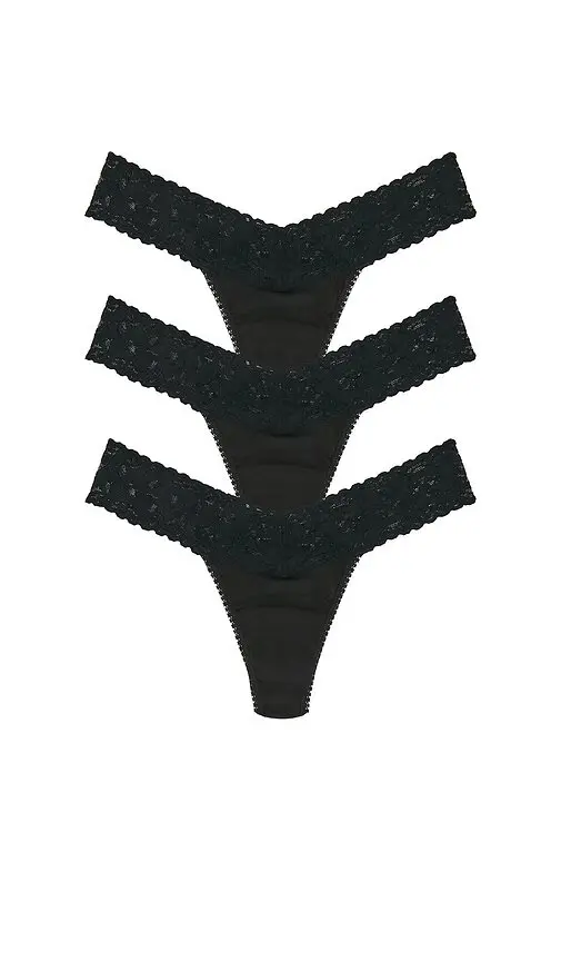 Hanky Panky Multipacks Supima Cotton Low Thong 3 Packs - Black