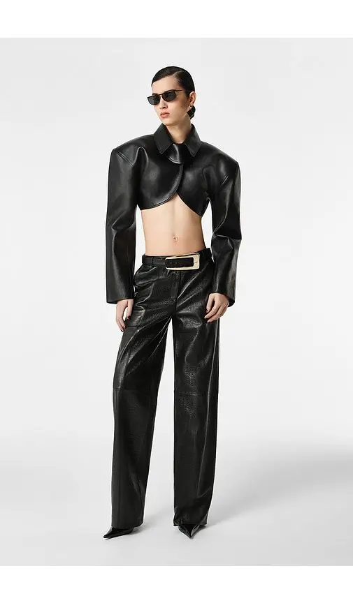 REVOLVE LOS ANGELES Agnes Cropped Leather Jacket