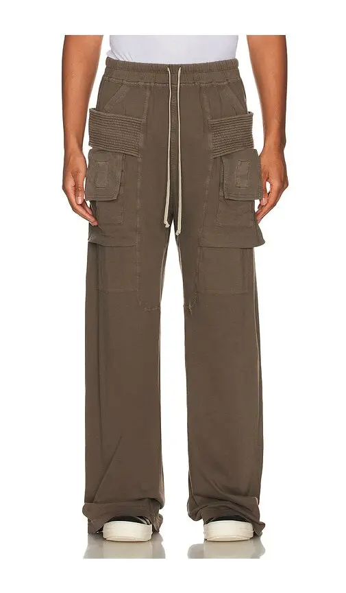 Rick Owens Creatch Cargo Drawstring Pants In Grey - Dust