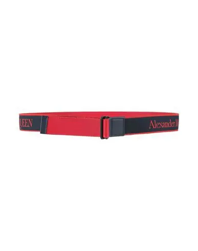 Alexander McQueen Canvas Belt With Leather Trim And Logo - Navy