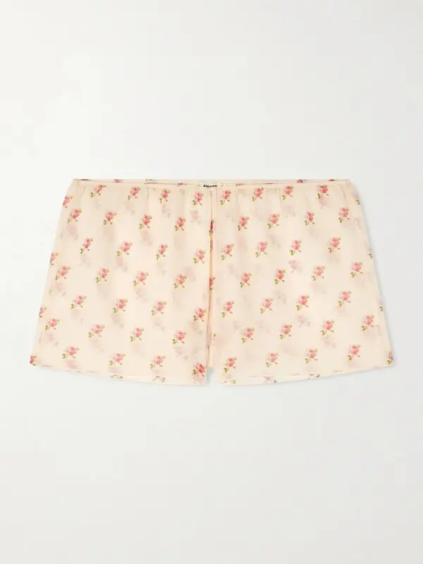 Khaite Tilly Floral-print Silk-chiffon Shorts - Pink