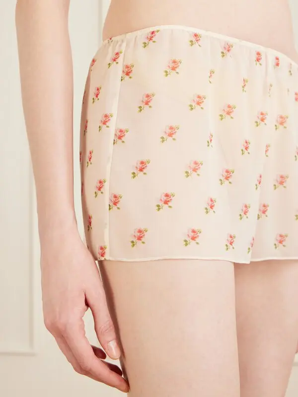 Khaite Tilly Floral-print Silk-chiffon Shorts - Pink