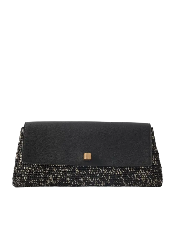 Khaite Audrey Textured-leather And Raffia Clutch - Multi