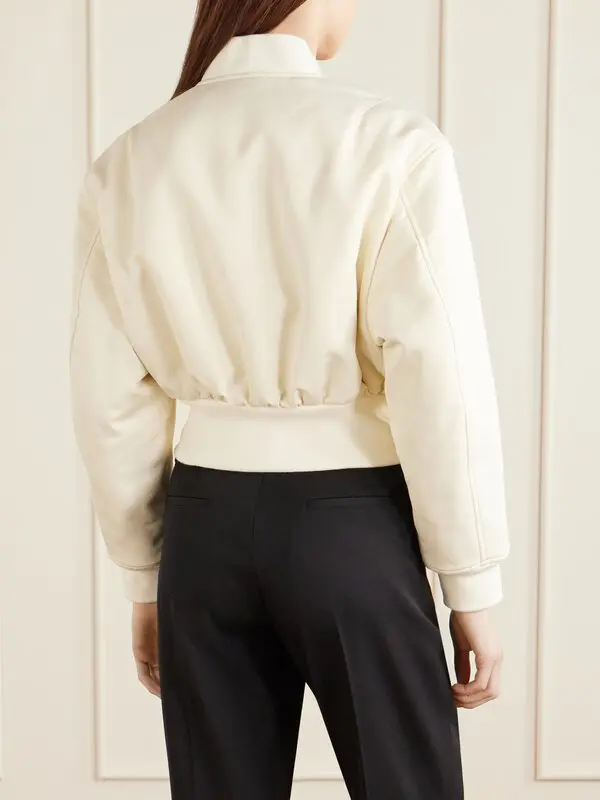 Balenciaga Cropped Shell Bomber Jacket - Neutrals