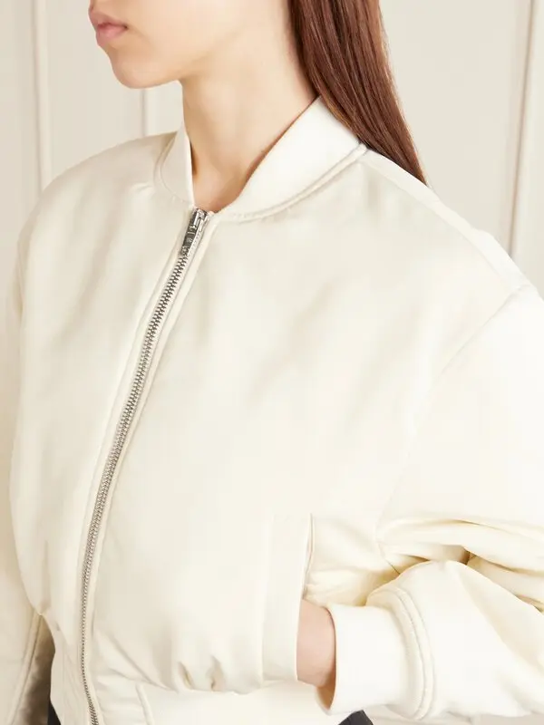 Balenciaga Cropped Shell Bomber Jacket - Neutrals