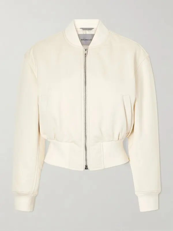Balenciaga Cropped Shell Bomber Jacket - Neutrals