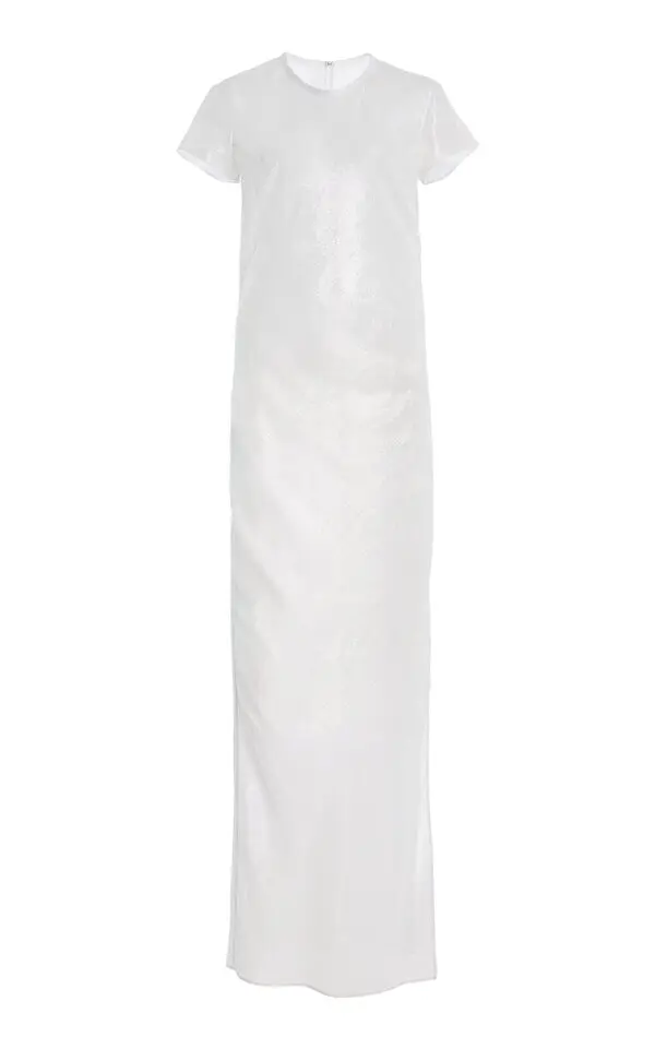 TEMILY Silk-georgette Maxi T-shirt Dress - Silver
