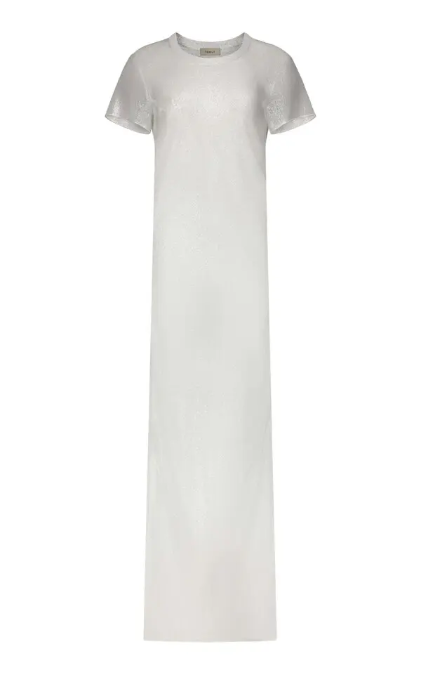 TEMILY Silk-georgette Maxi T-shirt Dress - Silver