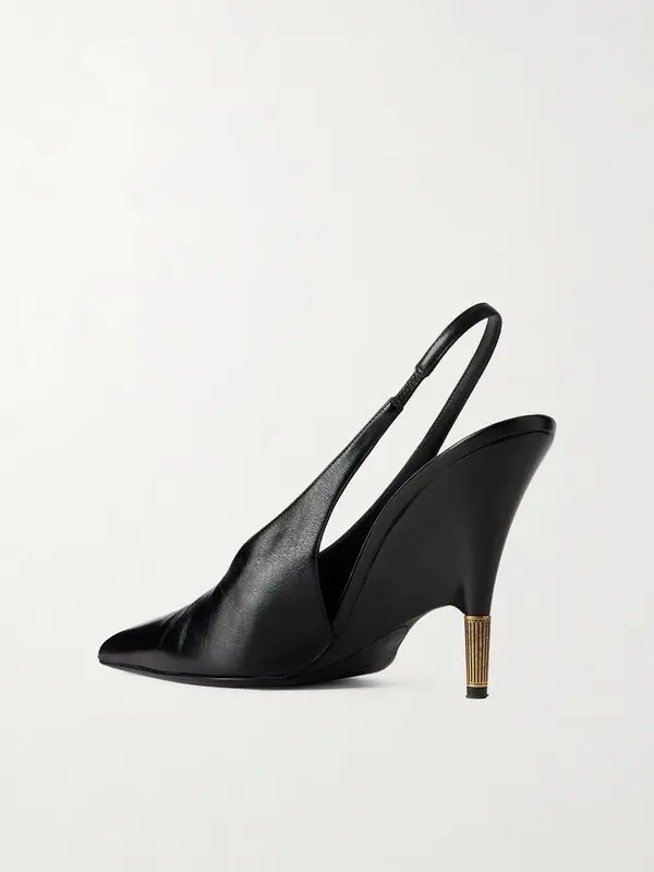 Khaite Bella Leather Slingback Pumps - Black