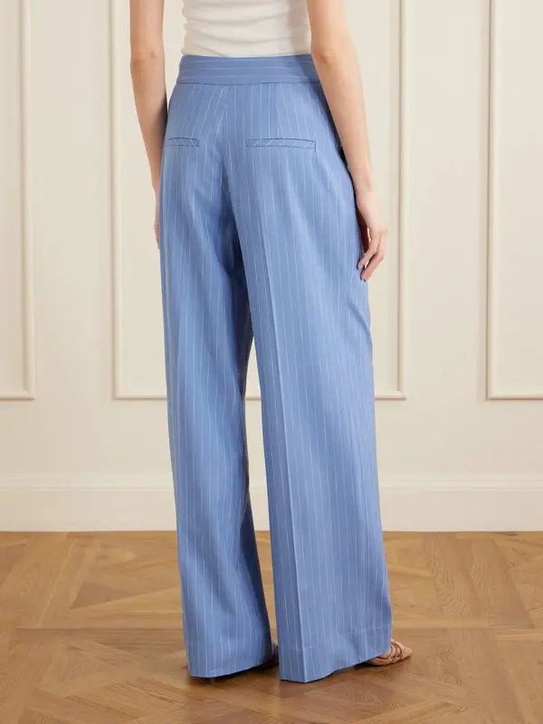 Veronica Beard Heyser Pinstriped Canvas Wide-leg Pants - Blue
