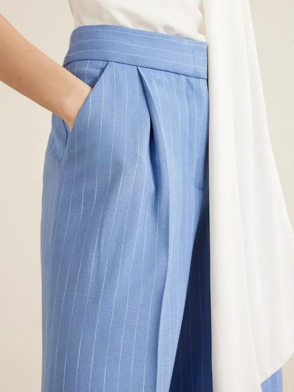 Veronica Beard Heyser Pinstriped Canvas Wide-leg Pants - Blue