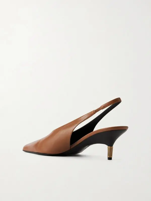 Khaite Bella Leather Slingback Pumps - Brown