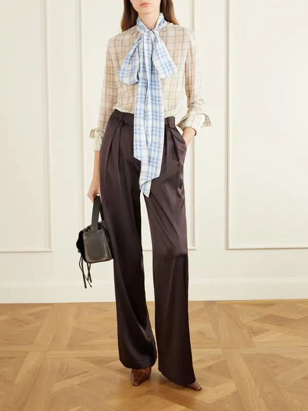 Acne Studios Serena Checked Silk-chiffon Shirt - Multi