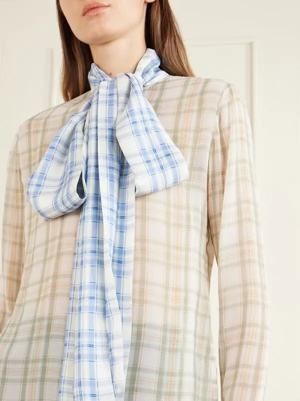 Acne Studios Serena Checked Silk-chiffon Shirt - Multi