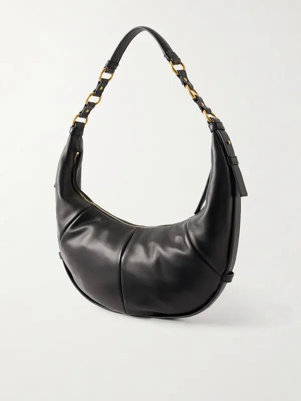 Saint Laurent Saharienne Leather Shoulder Bag - Black