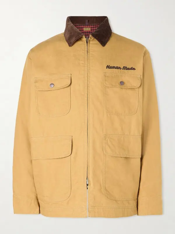 HUMAN MADE Hunting Corduroy-trimmed Padded Cotton-canvas Jacket - Neutrals