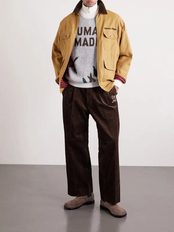 HUMAN MADE Hunting Corduroy-trimmed Padded Cotton-canvas Jacket - Neutrals