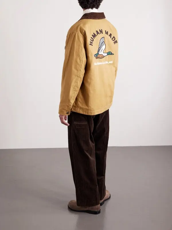 HUMAN MADE Hunting Corduroy-trimmed Padded Cotton-canvas Jacket - Neutrals