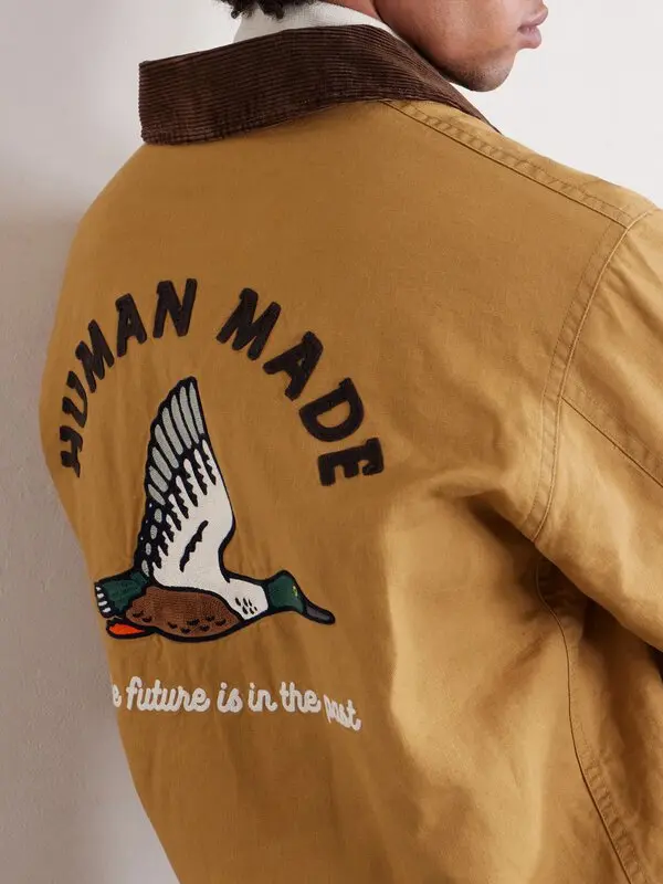 HUMAN MADE Hunting Corduroy-trimmed Padded Cotton-canvas Jacket - Neutrals